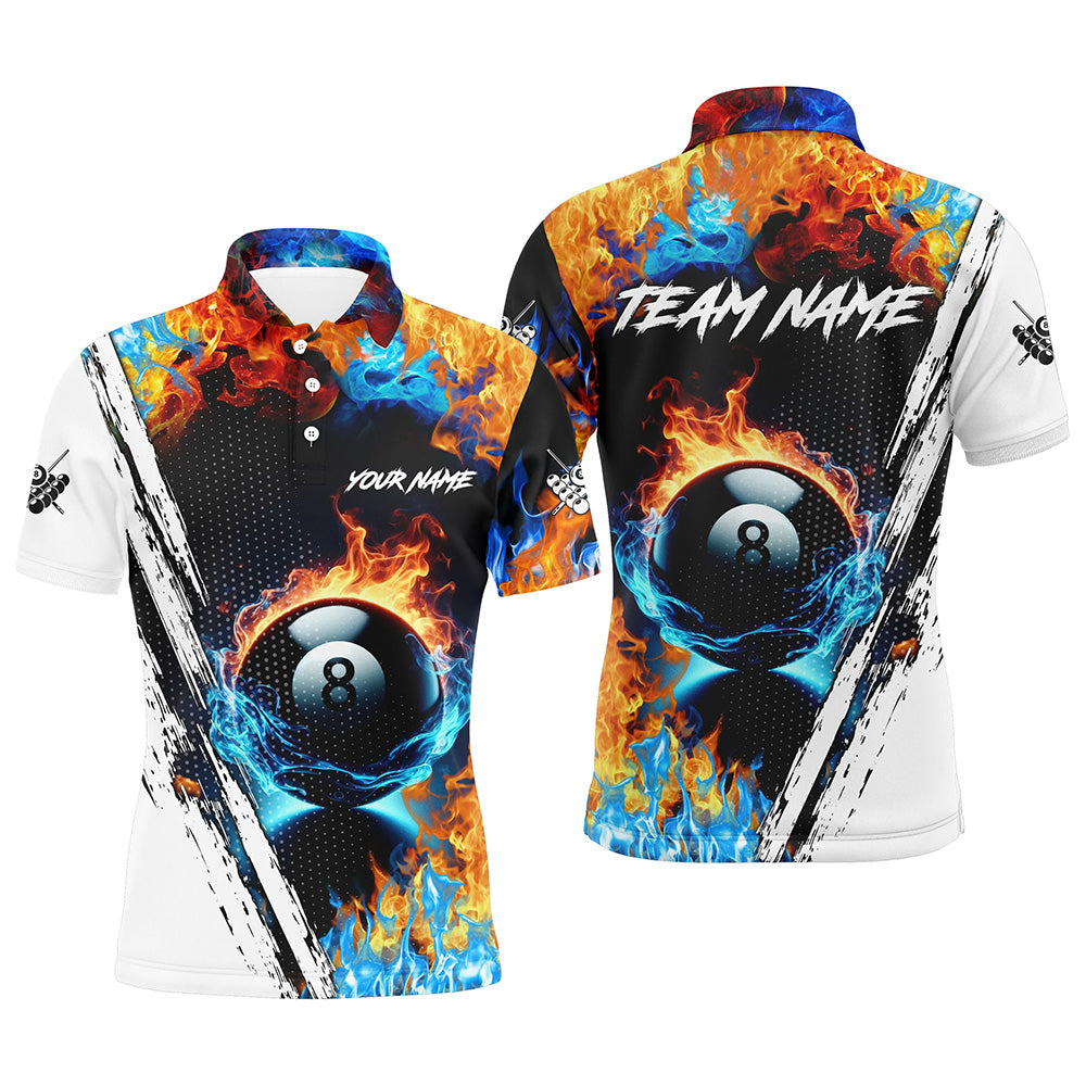 Custom All-Over Print Billiard Shirts for Men - 8 Ball Pool Water Fire ...